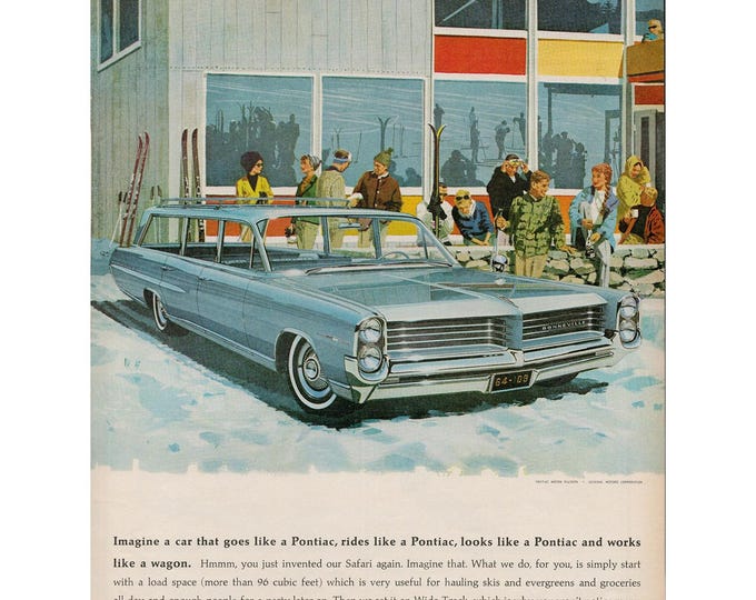 Original 1964 Pontiac Safari Station Wagon Advertisement From Life ...