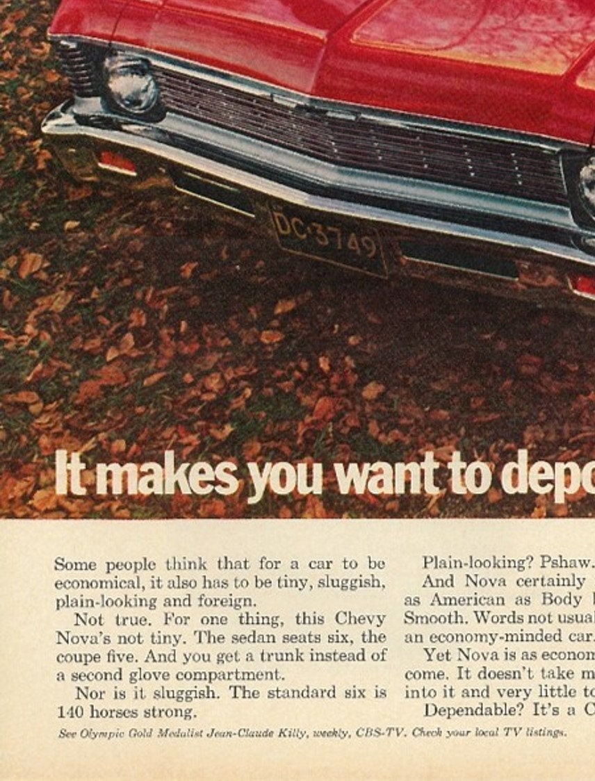 CHEVROLET NOVA 1969 Retro Ad - Vintage Car Ads - Old Cars Ads ...