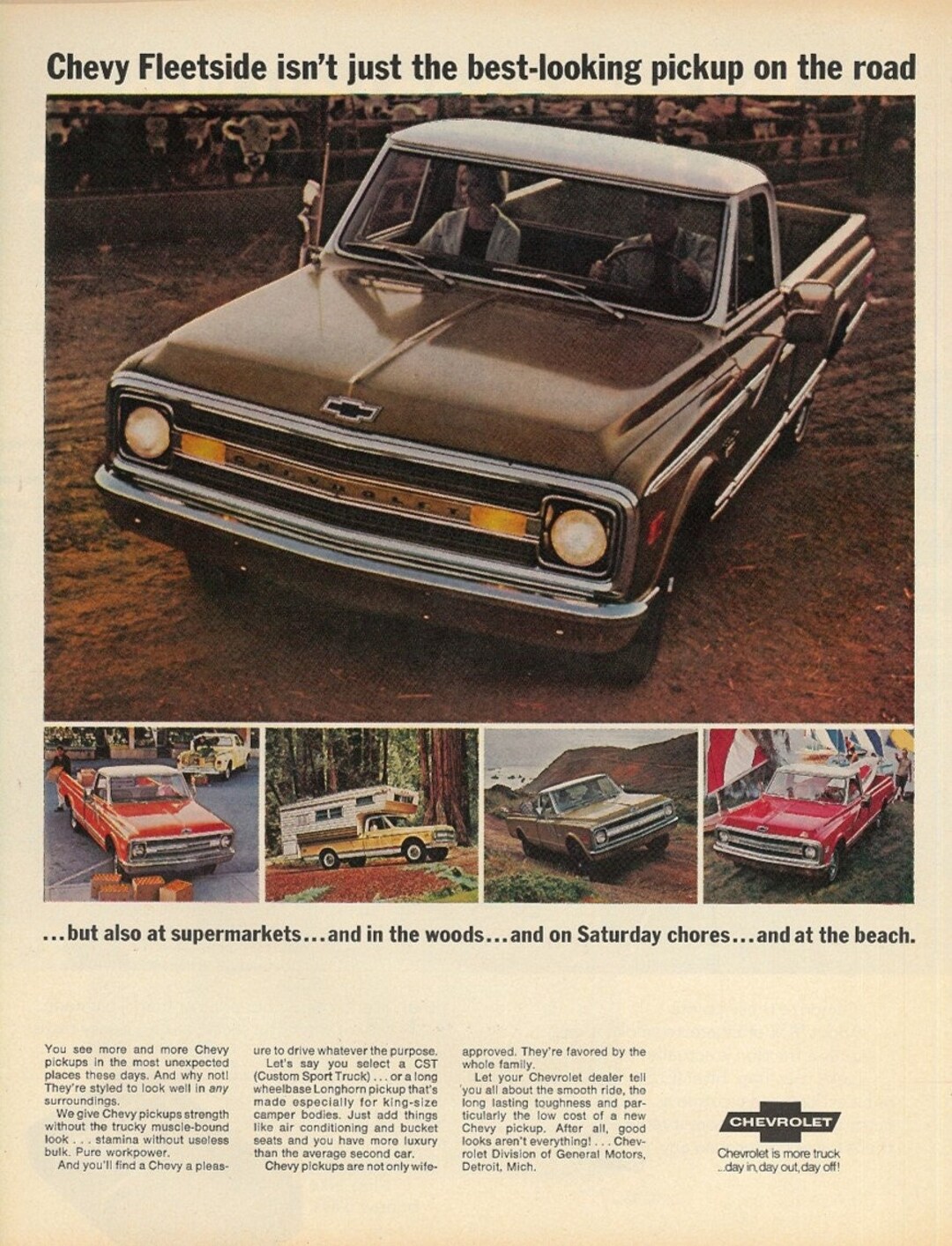 Vintage Chevrolet Pickup Truck Print Ad - 1969 - Retro Ads - Vintage ...