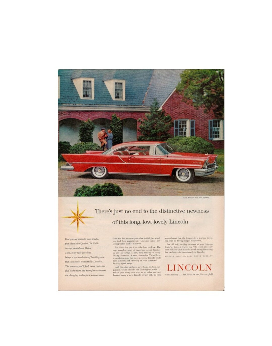 LINCOLN PREMIERE AUTOMOBILE Advertisement 1957 - Original Vintage ...