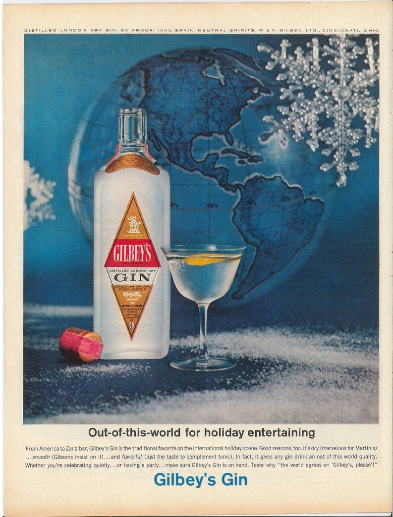 1963 GIBLEY'S GIN Advertisement Vintage Retro Holiday Themed Gift Ideas ...