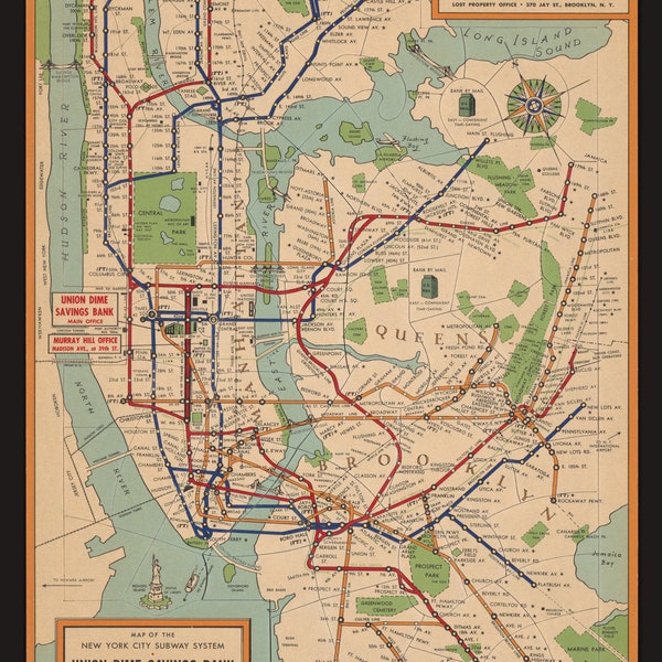New York Subway Map - Etsy