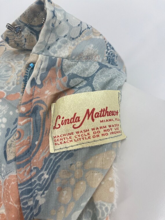 1960s 1970s vintage blue bold watercolor print day dr… - Gem