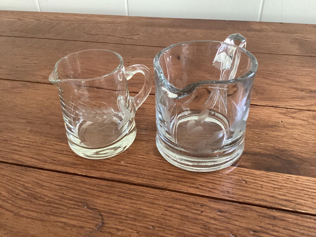 Set 2 Etched Glass Mini Creamers - Etsy