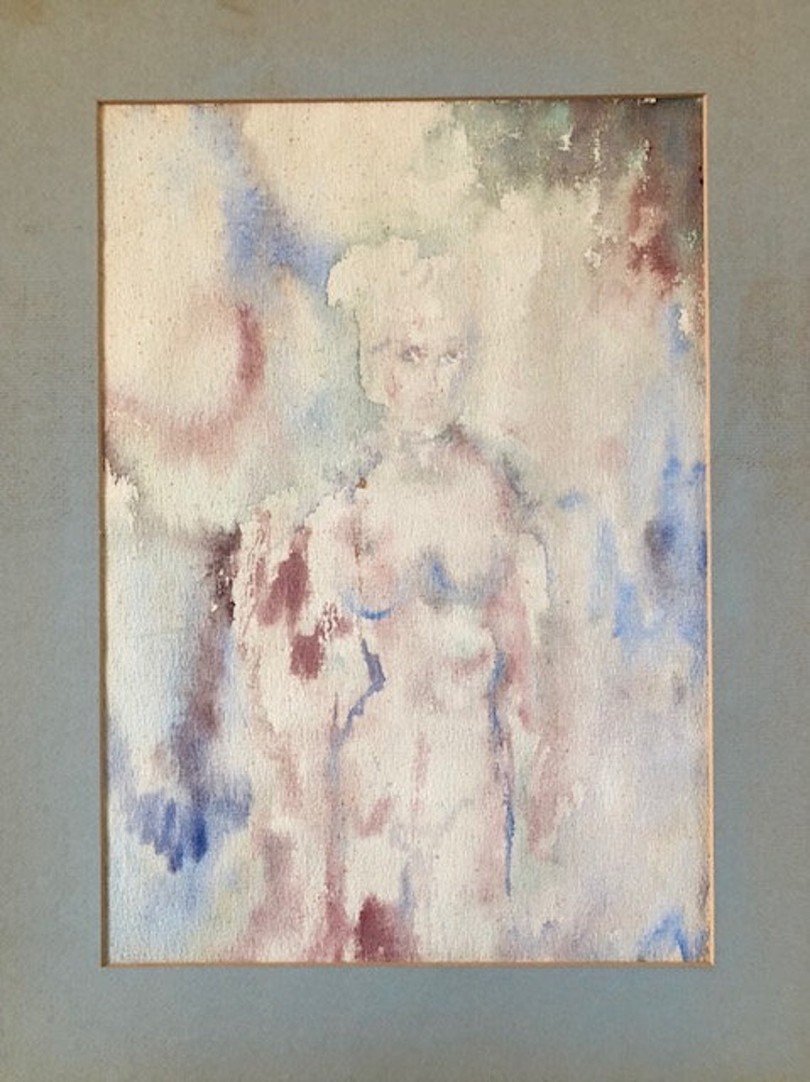 Vintage Impressionism Original Watercolor Nude Woman Etsy
