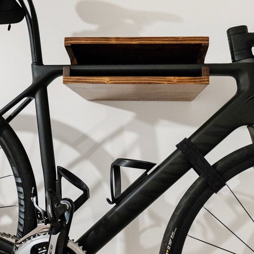 Wooden Bike Rack / Black Bike Wall Mount / Wood Bike Shelf / - Etsy