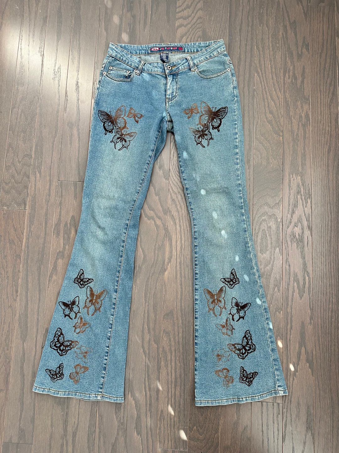 Y2K Butterfly Jeans Vintage Butterfly Flare Jeans Bell Bottom Jeans Y2K Low Rise Jeans Size 6 ...
