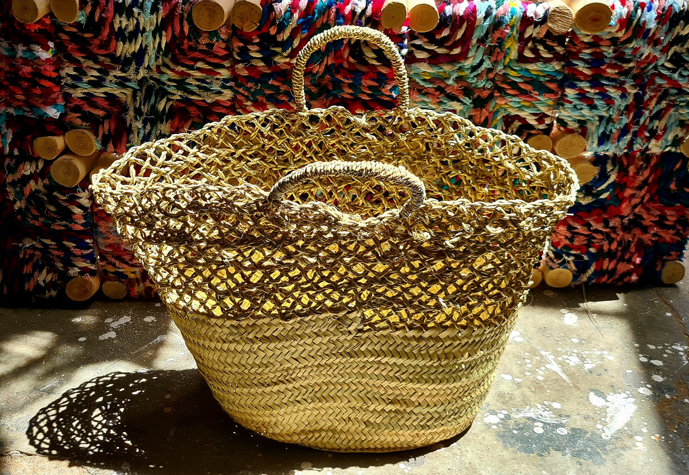 NATURAL FRENCH BASKET "ghali", Medium Size, Market Basket, Beach Bag ...