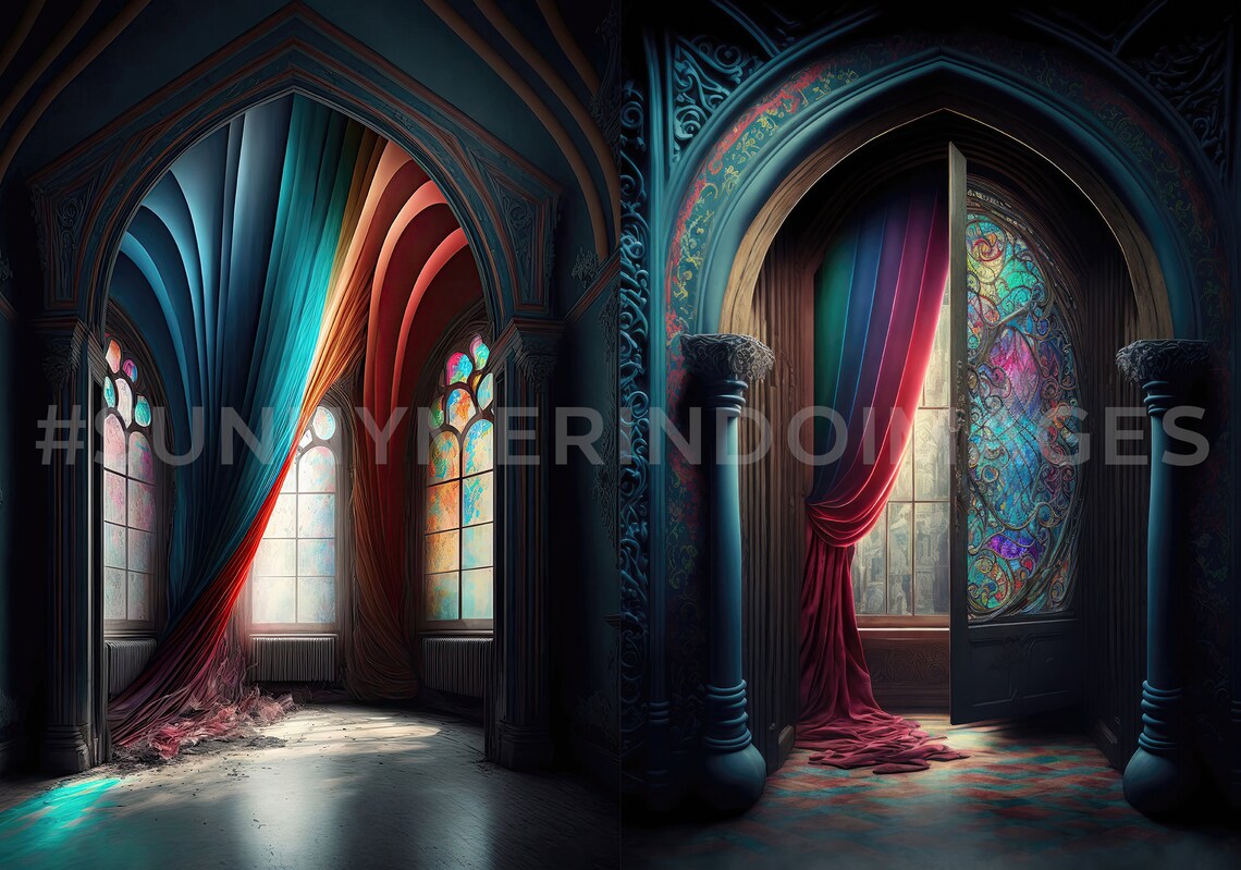 Vibrant Gothic Digital Backdrops, Maternity Backdrop Overlays, Studio ...
