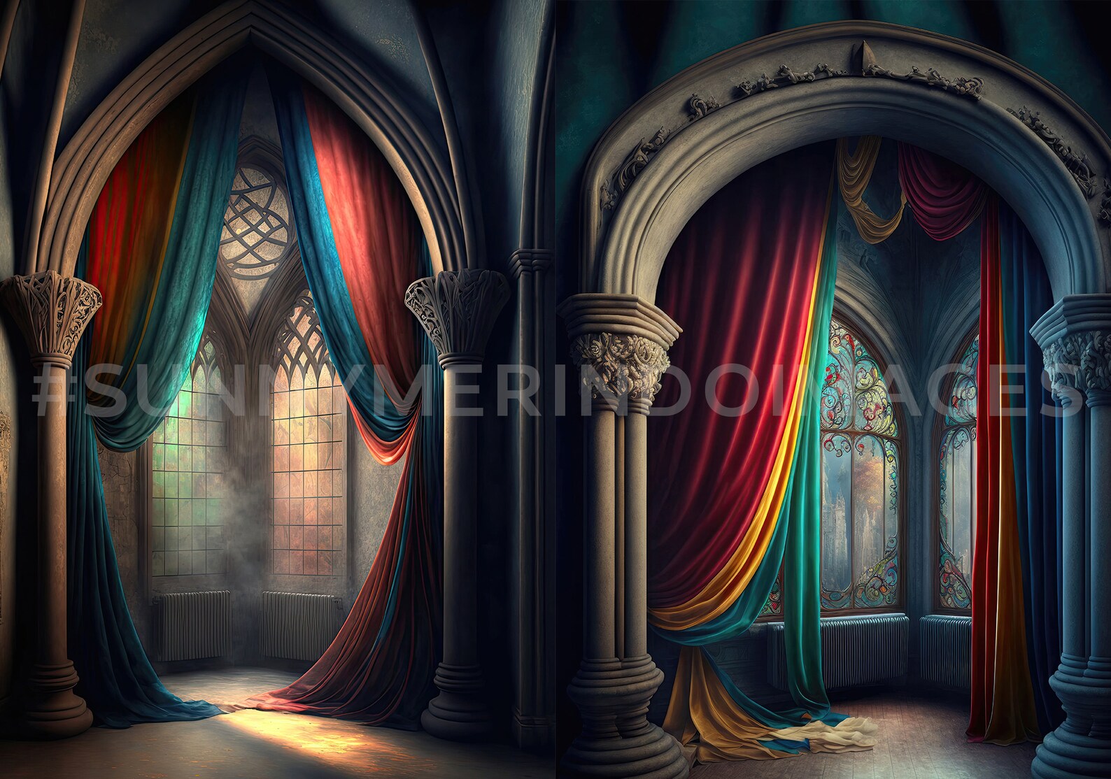 Vibrant Gothic Digital Backdrops, Maternity Backdrop Overlays, Studio ...