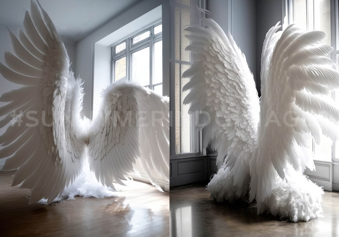White Angel Wings Digital Backdrops, Maternity Backdrop Overlays ...