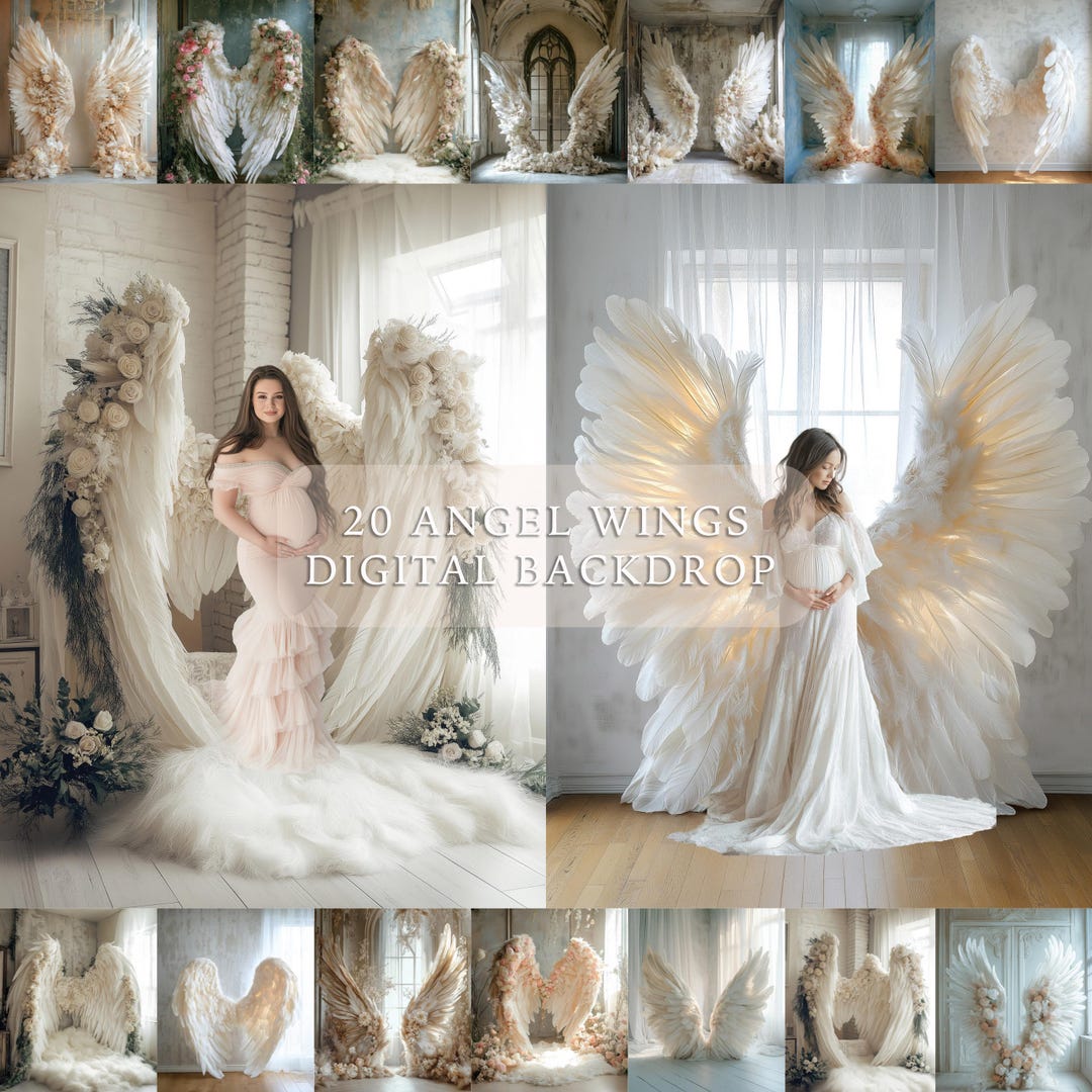 White Angel Wings Digital Backdrop for Maternity Photography, Heavenly ...