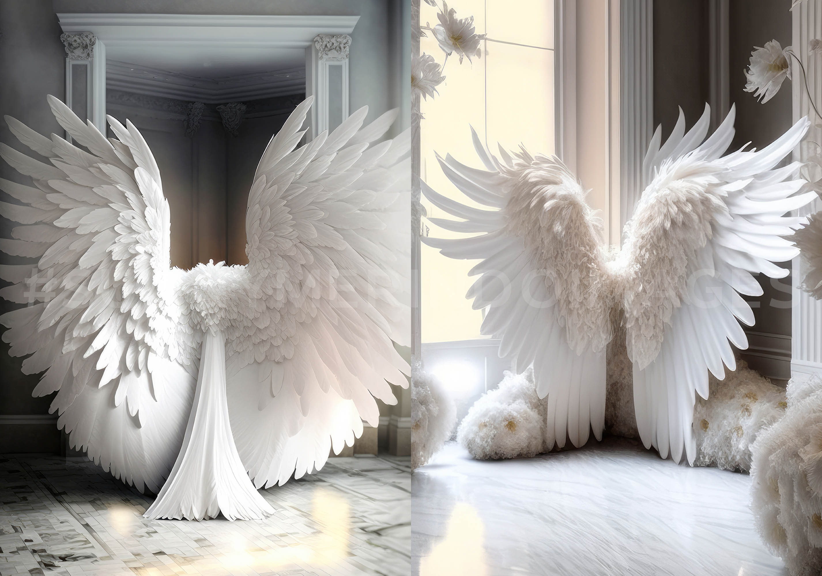 White Angel Wings Digital Backdrops, Maternity Backdrop Overlays ...