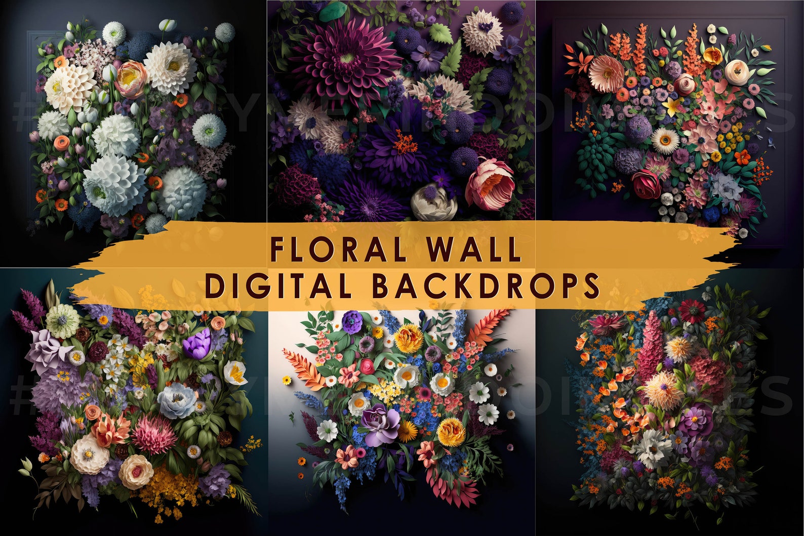Floral Wall Digital Backdrops Maternity Backdrop Overlays - Etsy