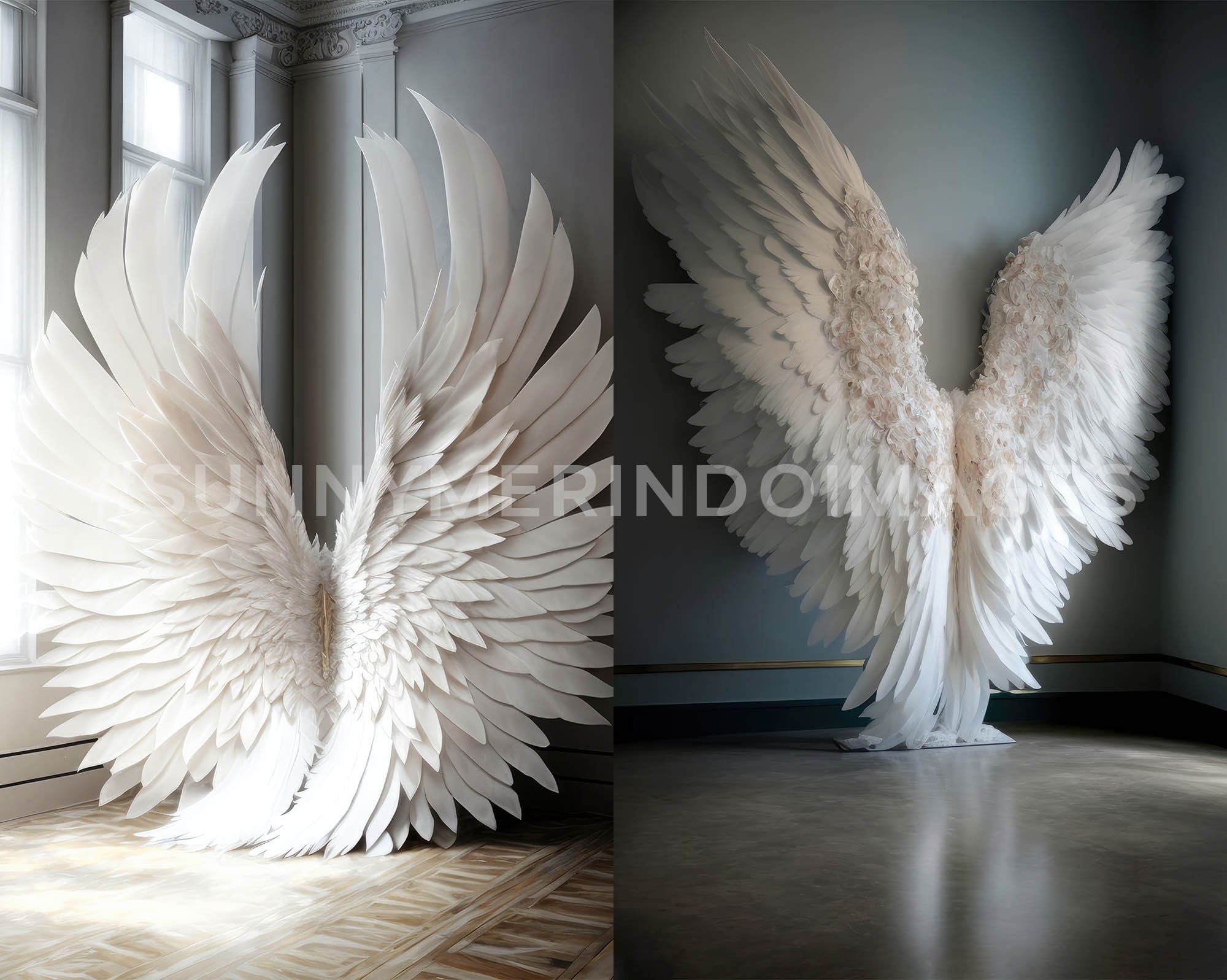 Dreamy White Angel Wings Maternity Backdrop Set for Studio Photography ...