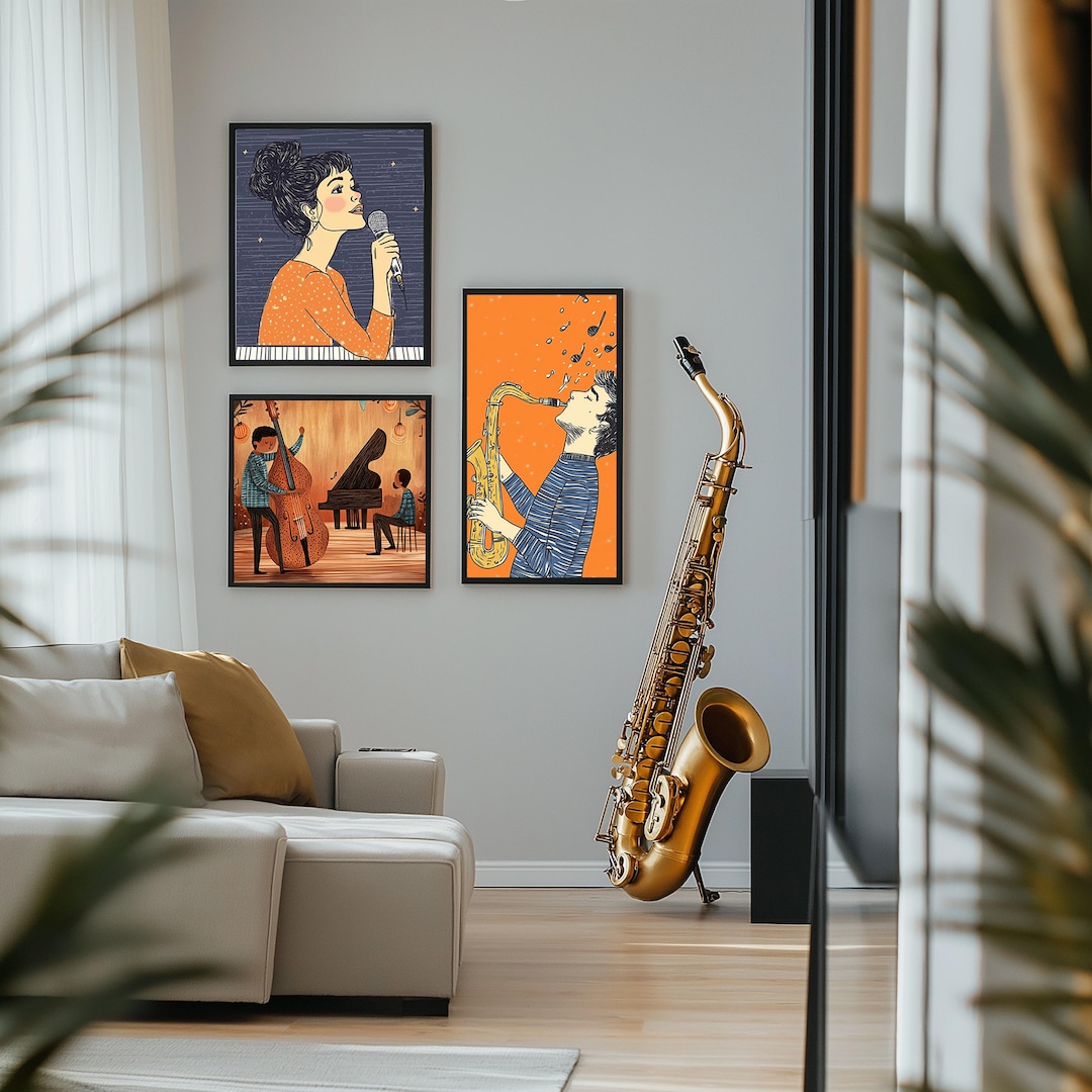 Vintage Jazz Wall Art Printable Download, Saxophone Music Poster ...