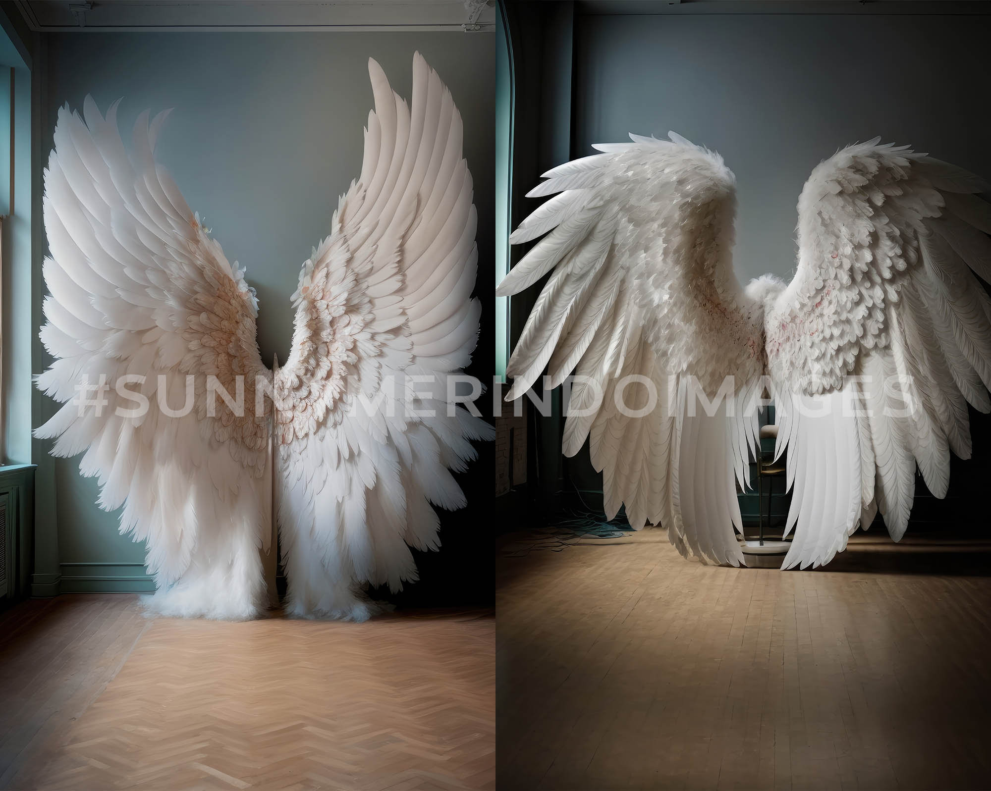 Dreamy White Angel Wings Maternity Backdrop Set for Studio Photography ...