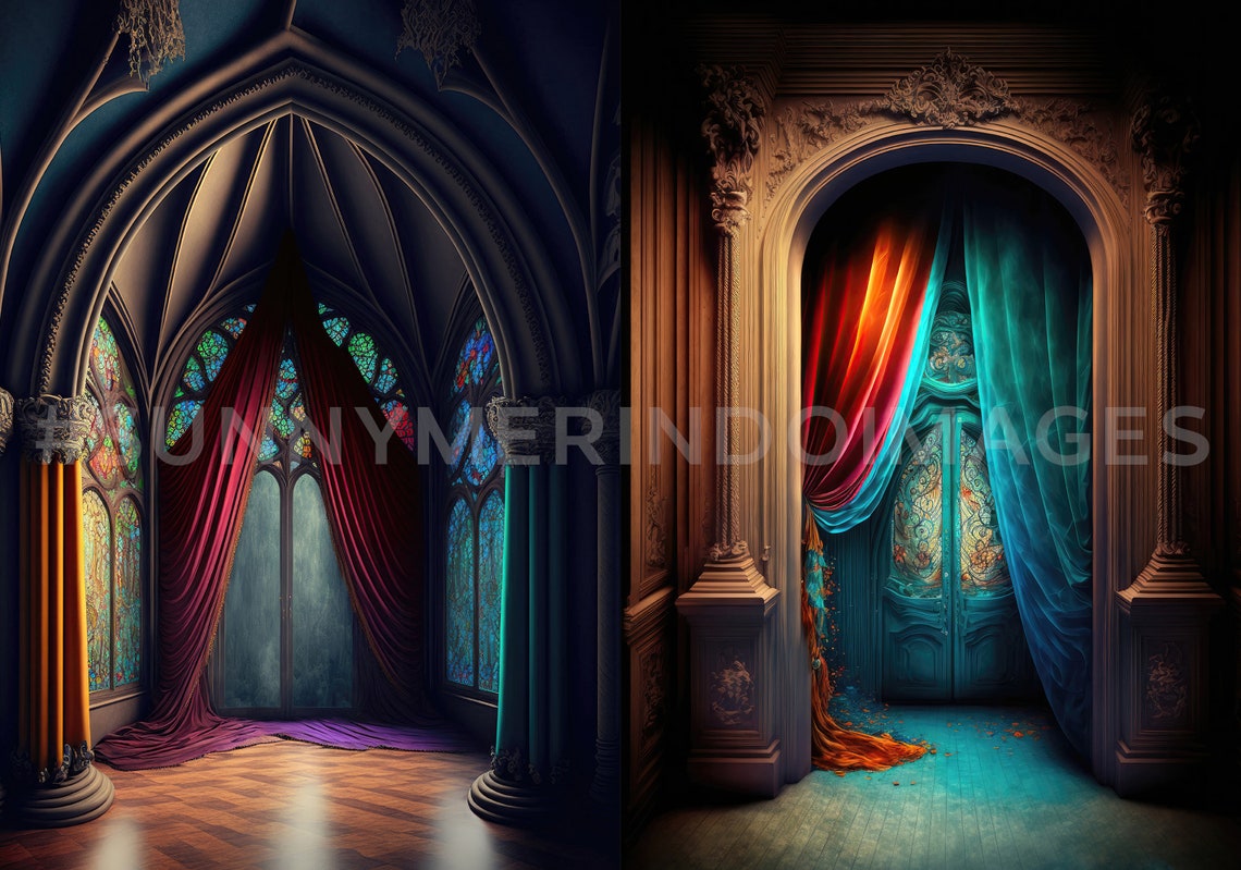Vibrant Gothic Digital Backdrops, Maternity Backdrop Overlays, Studio ...