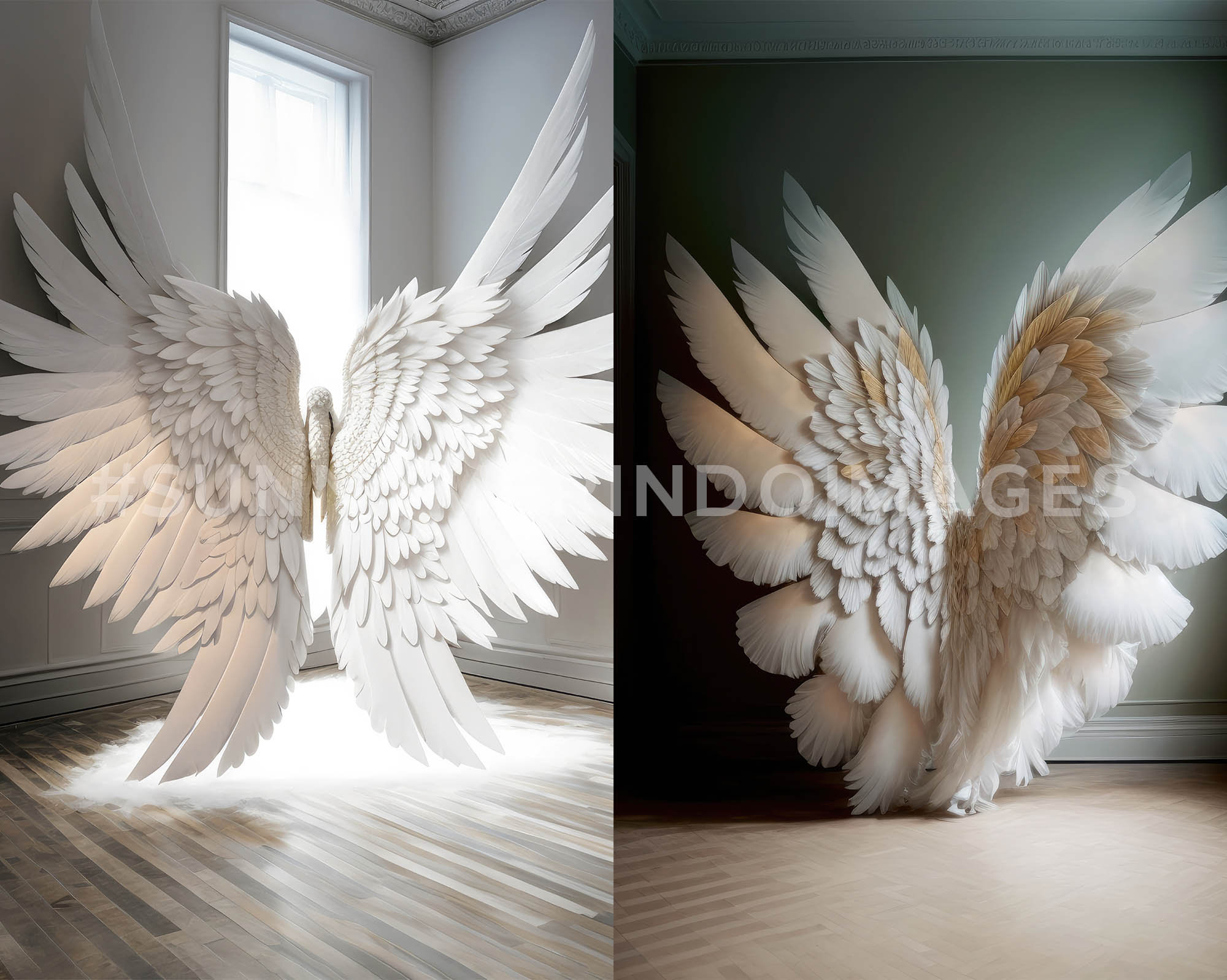 Dreamy White Angel Wings Maternity Backdrop Set for Studio Photography ...