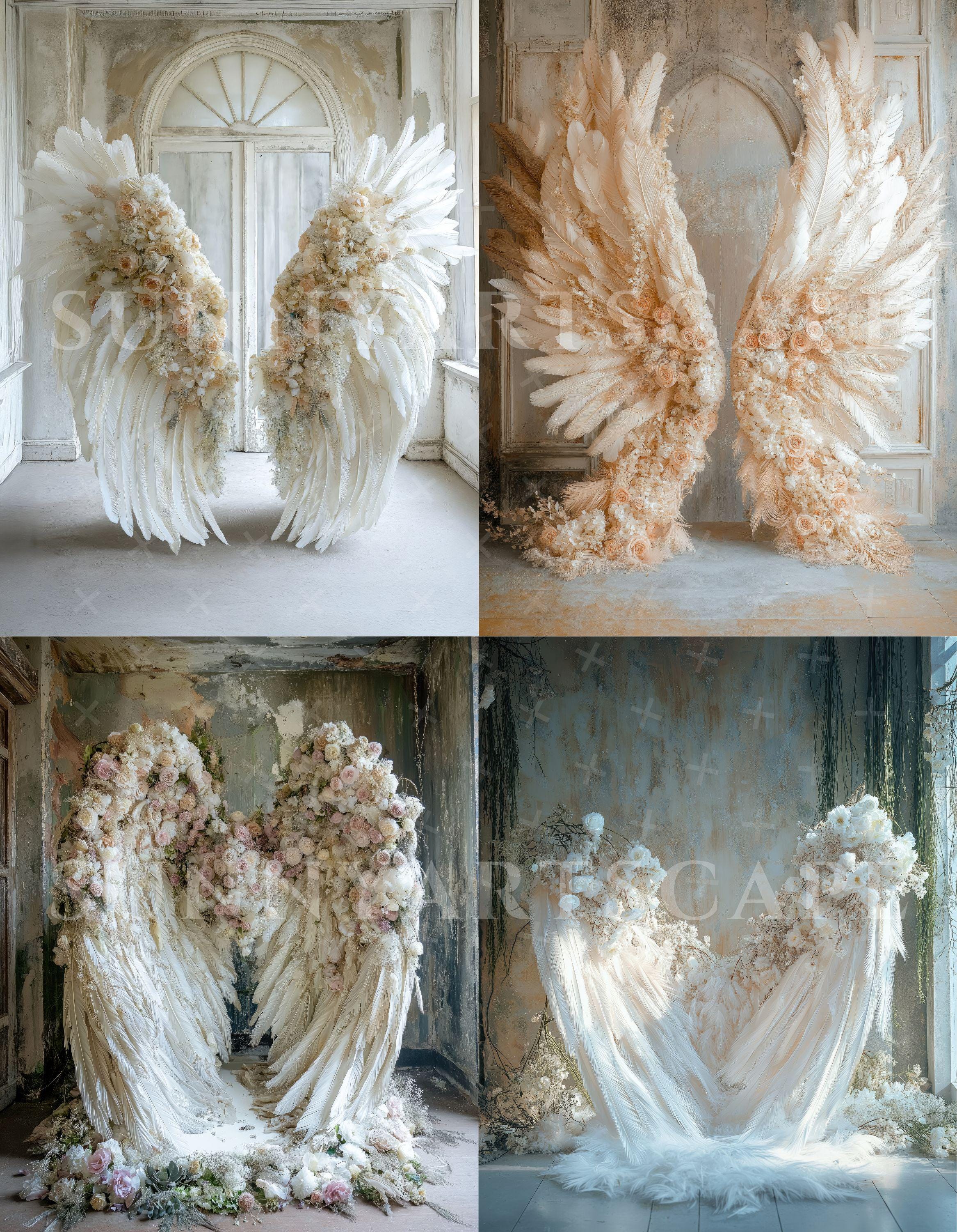 White Angel Wings Digital Backdrops for Maternity Photo Editing ...