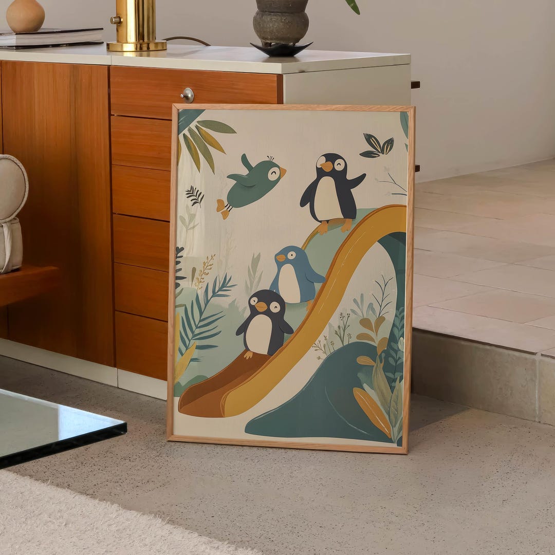 Cute Penguin Nursery Wall Art Printable, Digital Download Arctic Animal ...