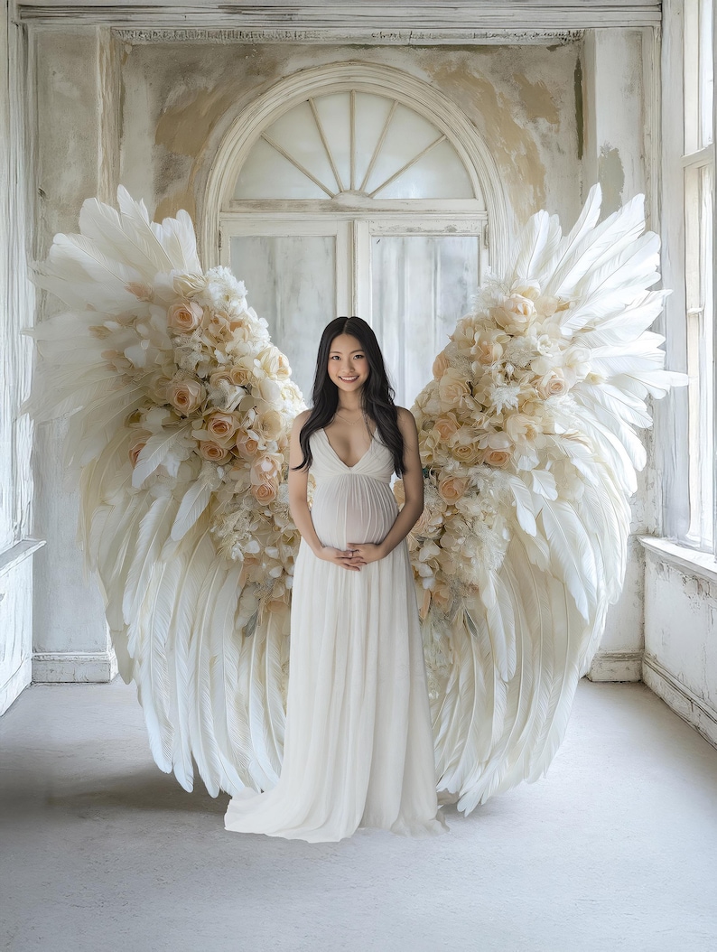 White Angel Wings Digital Backdrops for Maternity Photo Editing ...