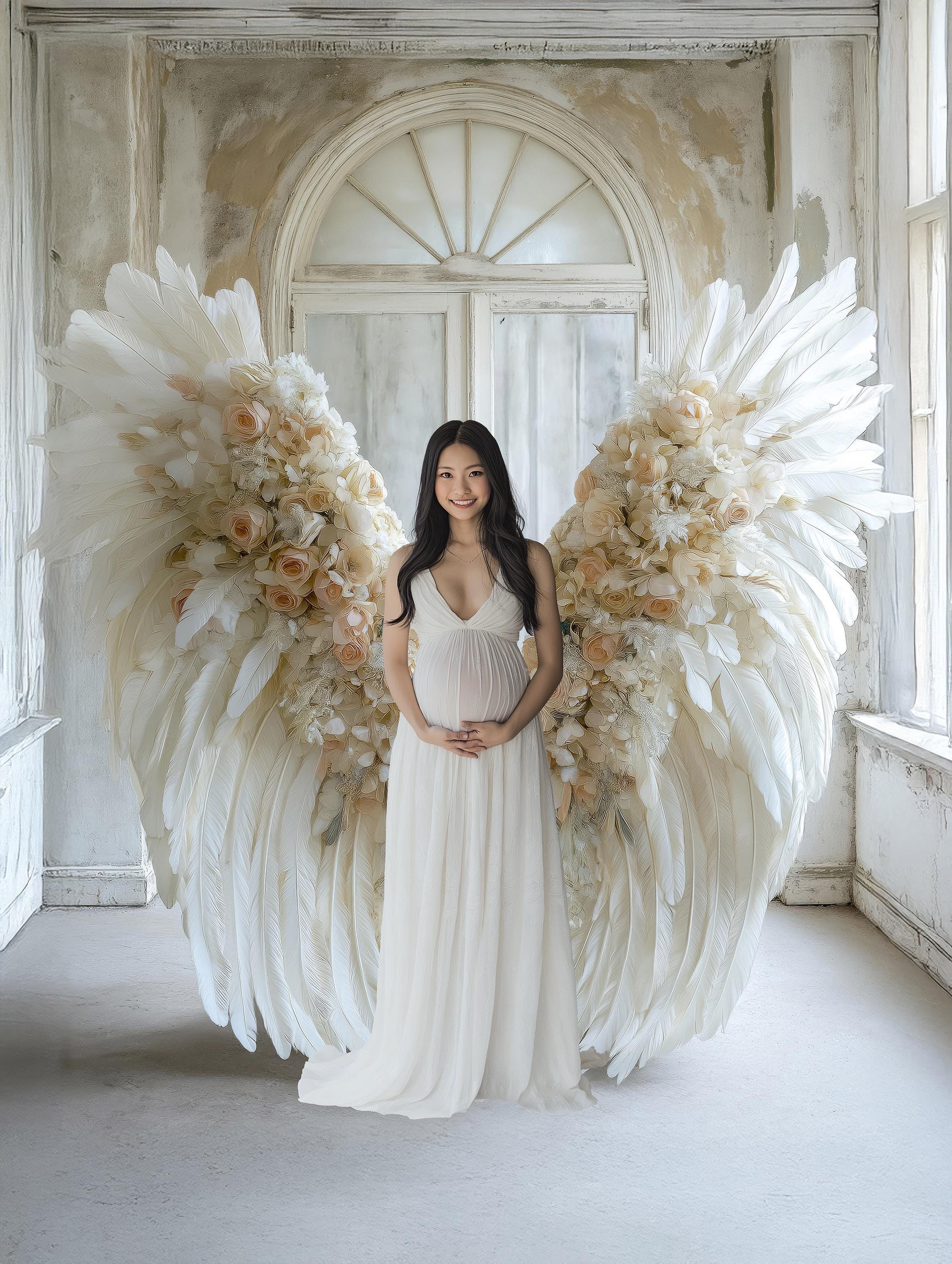 White Angel Wings Digital Backdrops for Maternity Photo Editing ...