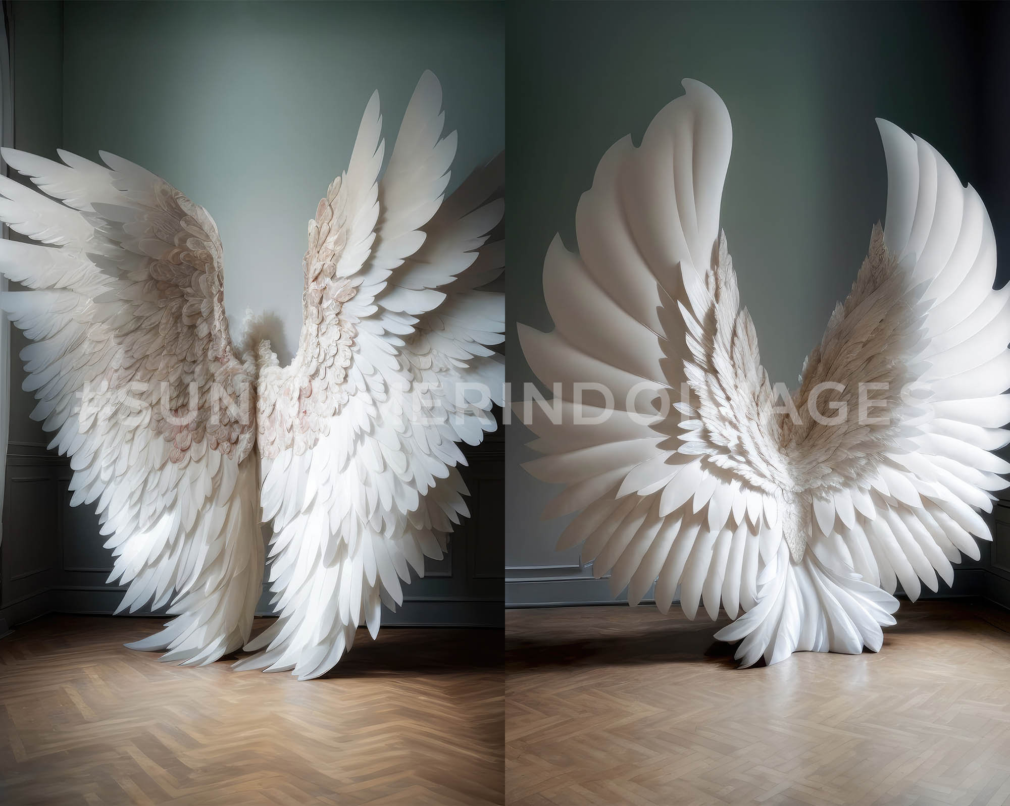 Dreamy White Angel Wings Maternity Backdrop Set for Studio Photography ...