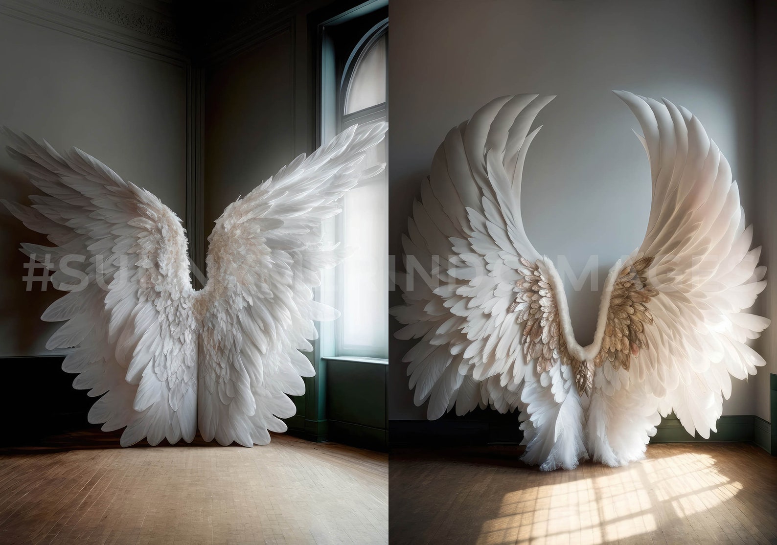 White Angel Wings Digital Backdrops, Maternity Backdrop Overlays ...