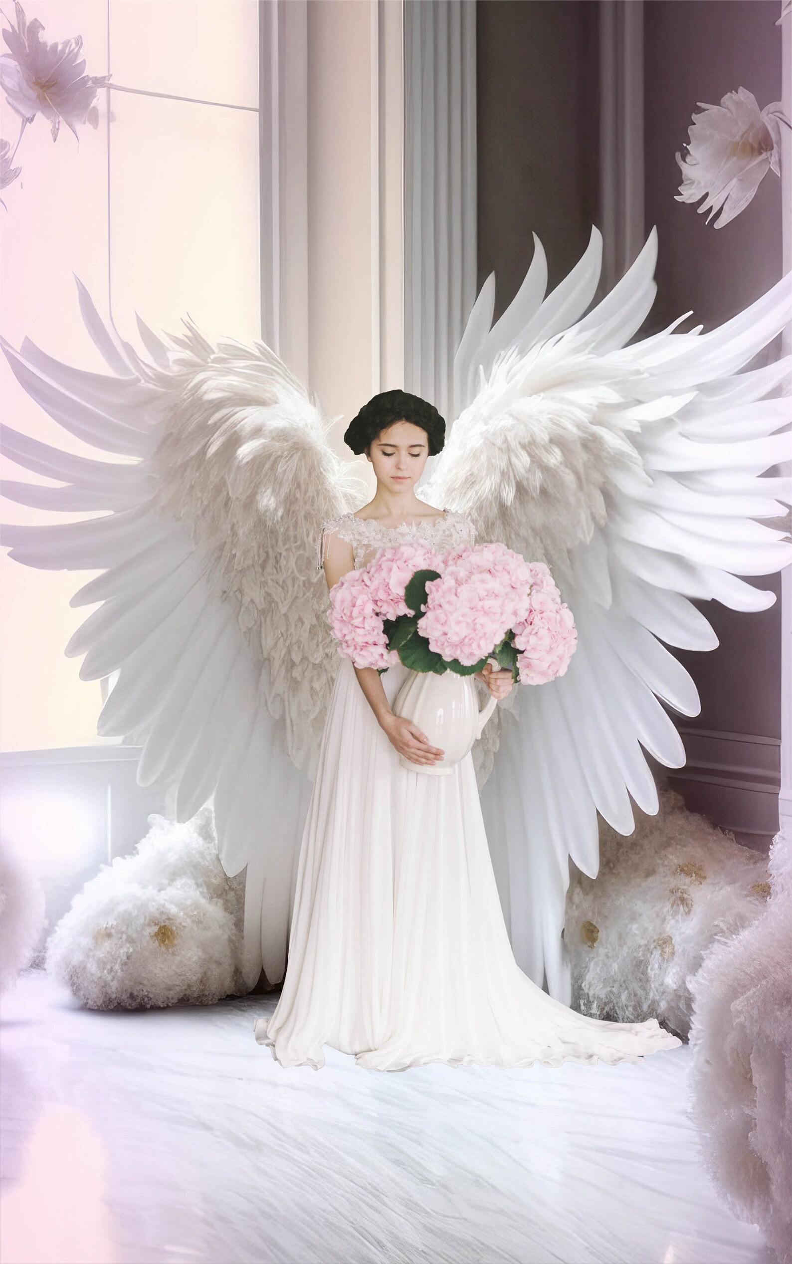 White Angel Wings Digital Backdrops, Maternity Backdrop Overlays ...