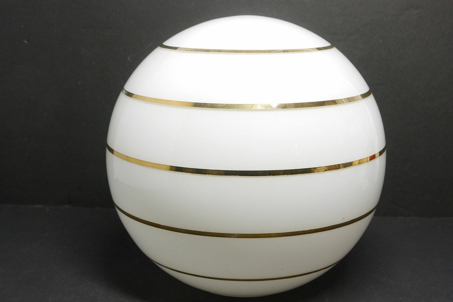 Vintage White Orb Sphere Large Glass Light Lamp Shade w/ Gold | Etsy