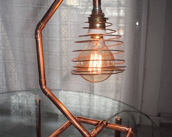 A Hector Copper Industrial Table Desk Lamp Light From Recycled | Etsy
