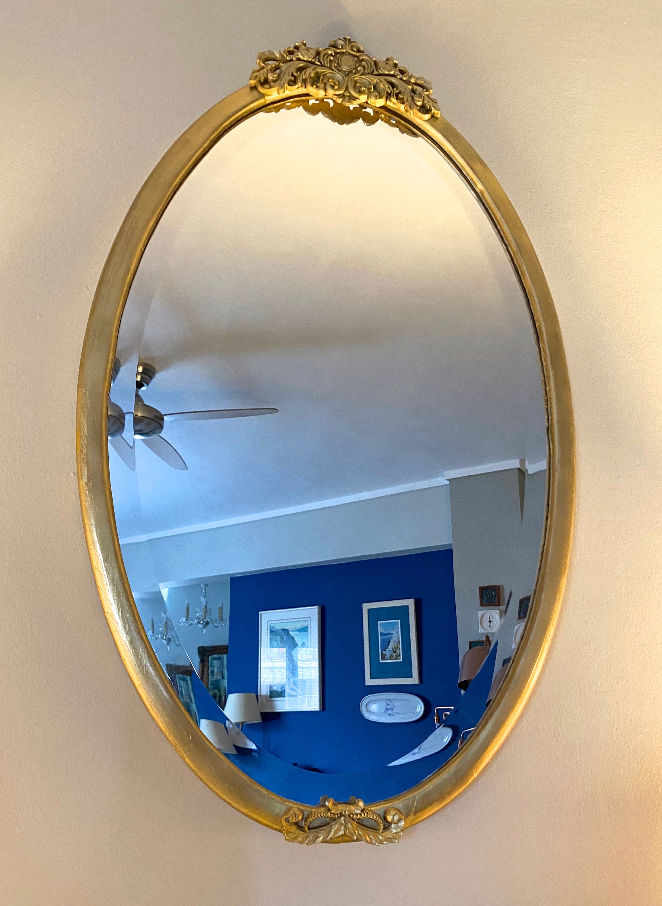 Mirror Vintage Mirror Wood Oval Frame Chic Decor - Etsy