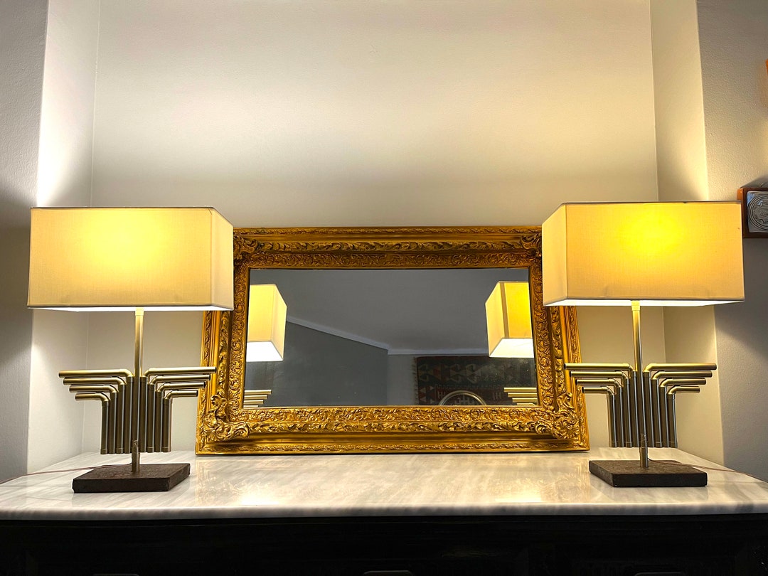 Pair of Table Lamps | Sideboard of Glassware Lamp | Copper Lamp ...