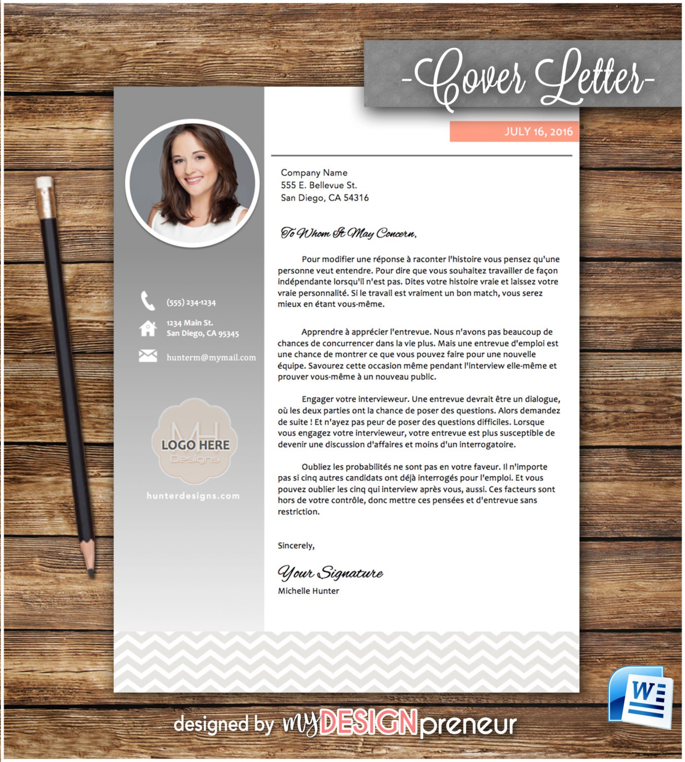 Resume Template and Cover Letter + References Template for Word | DIY ...