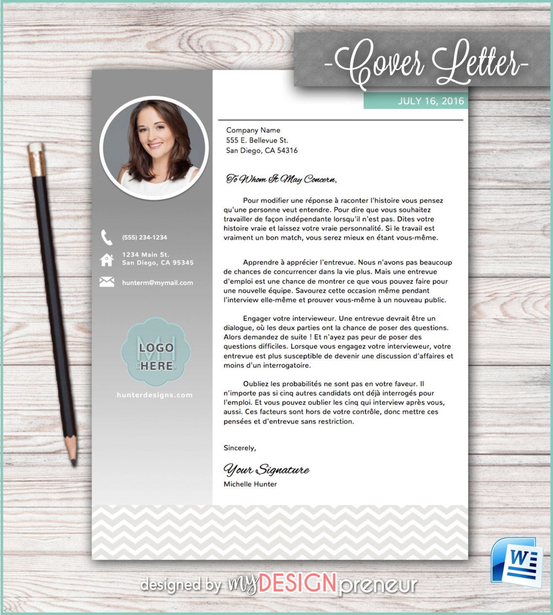 Resume Template and Cover Letter + References Template for Word | DIY ...