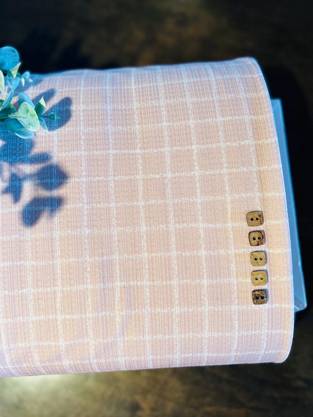 Blush Pink White Square Geometric Design Pointelle Textured Knit ...