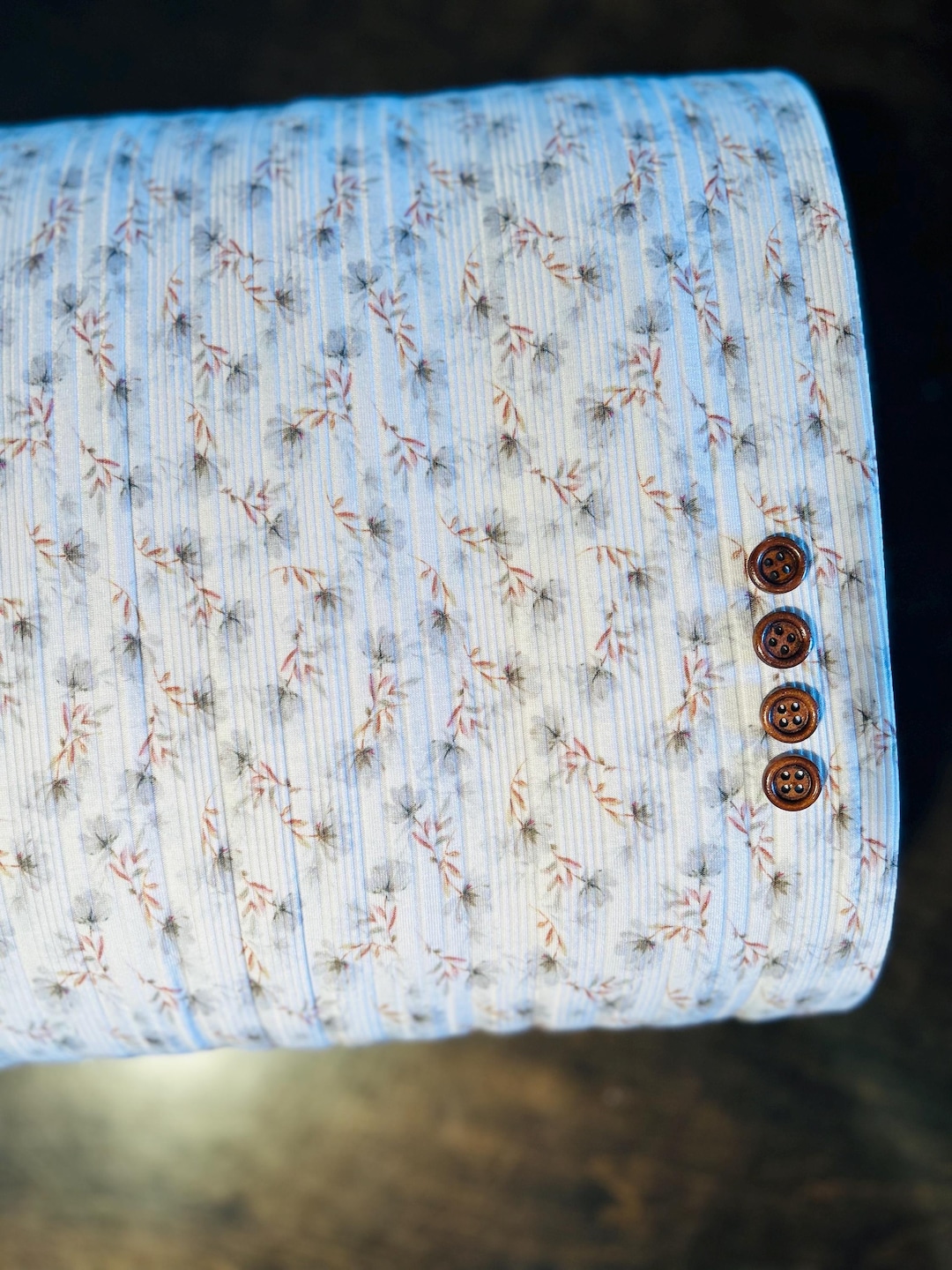 Gray Beige Polyester Variegated Rib Knit Stretch Fabric - Great for ...