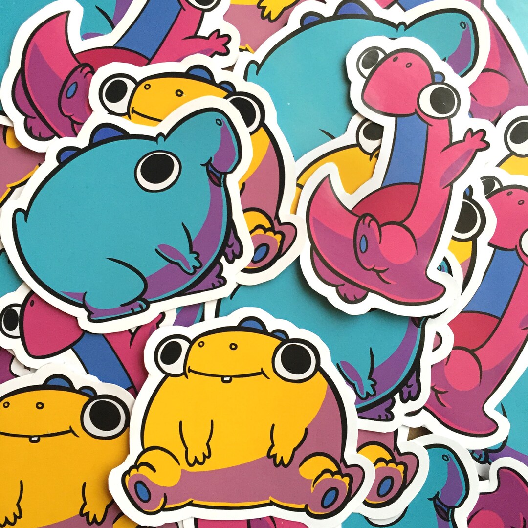 Dino Vinyl Stickers // Cartoon Dinosaur Stickers - Etsy