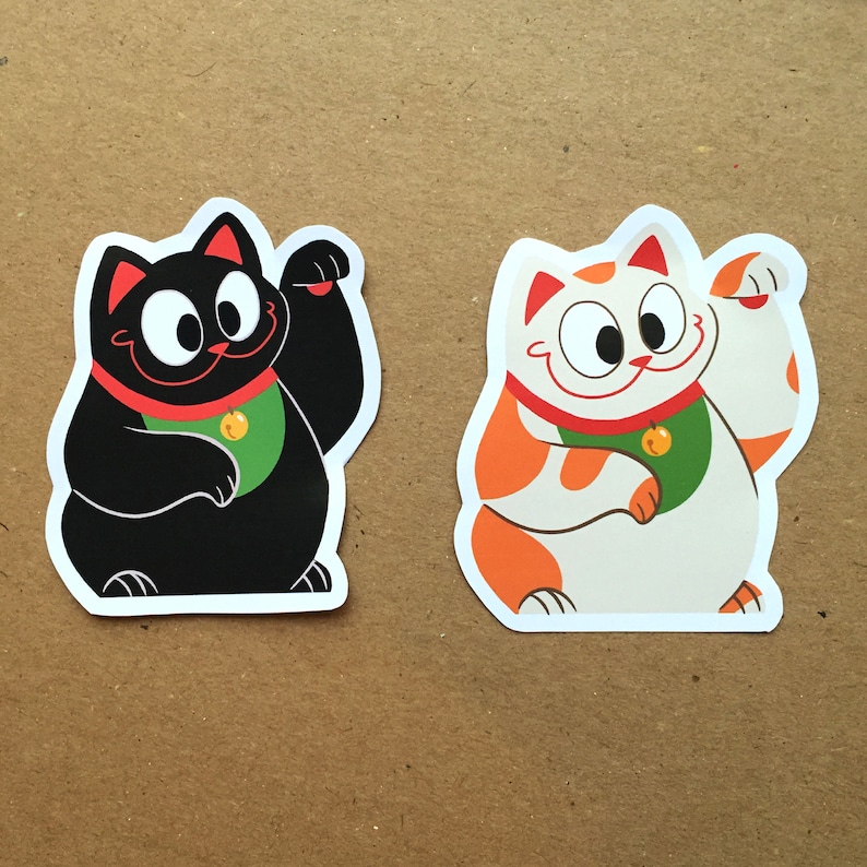 Maneki Neko Vinyl Stickers // Lucky Cat Laptop Stickers // - Etsy