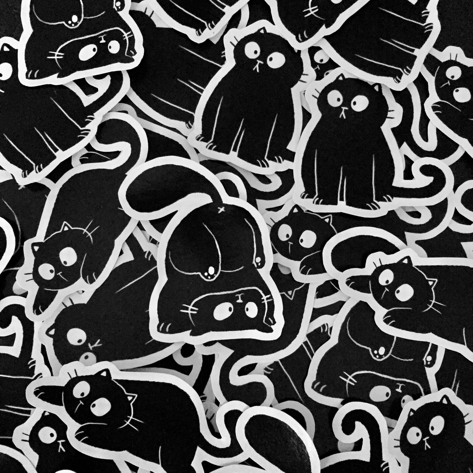 Black Cat Vinyl Stickers // Cat Laptop Stickers // 3 - Etsy