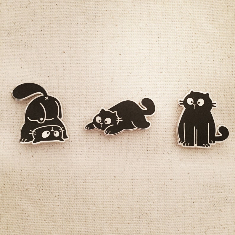 Cat Enamel Pin // Black Cat Pin Cat Pin Cat Lady Good Luck | Etsy
