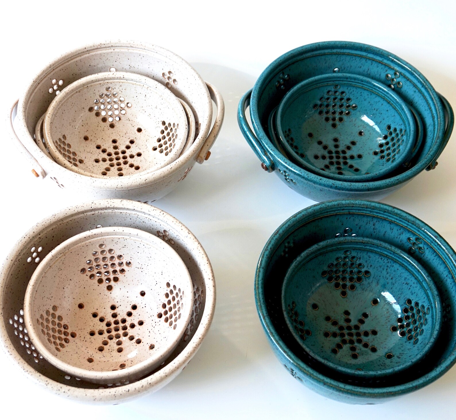 Classic Colander in Speckled White Without Handles Pottery | Etsy