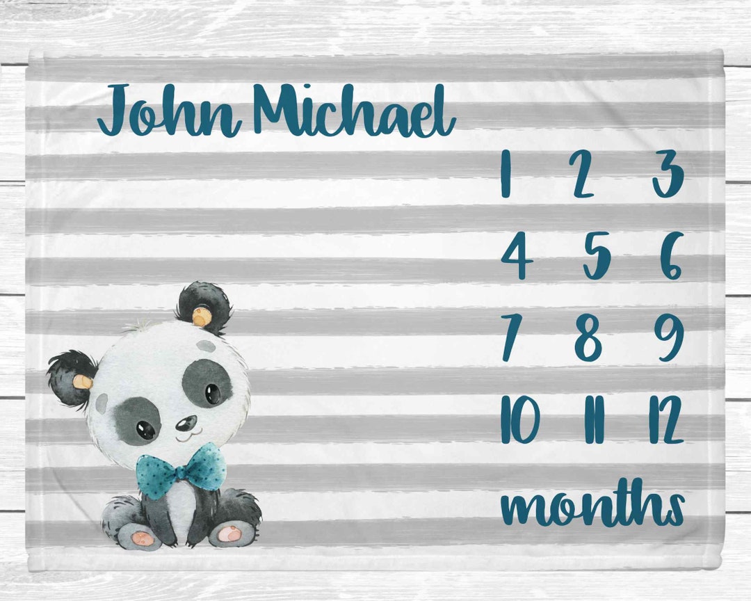 Panda Monthly Milestone Blanket Baby Boy Age Blanket Blanket for ...