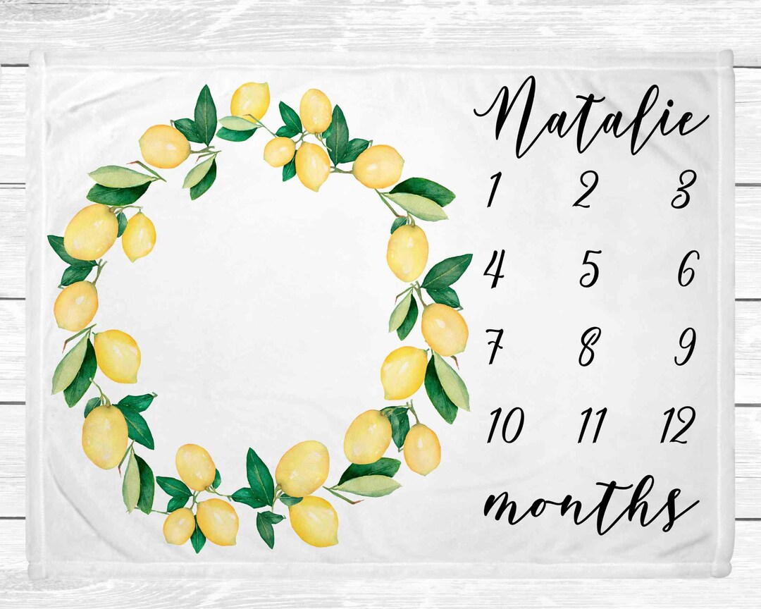 Lemon Monthly Baby Milestone Blanket - Lemon Floral Nursery Decor ...