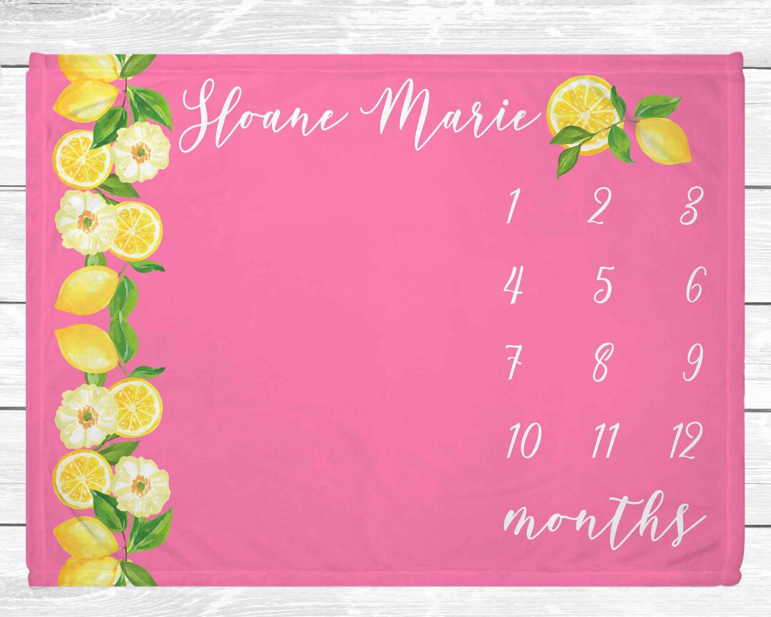 Lemon Milestone Blanket Girl - Lemon Baby Girl Nursery - Monthly Baby ...