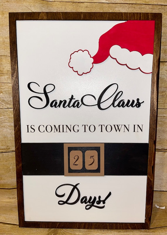 Santa Claus Christmas Countdown Sign - Etsy
