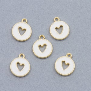 White Heart Cutout Enamel Charms - Lot of Five - Etsy