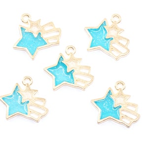 Shooting Star Blue Stained Glass Charms...lot of Five... - Etsy