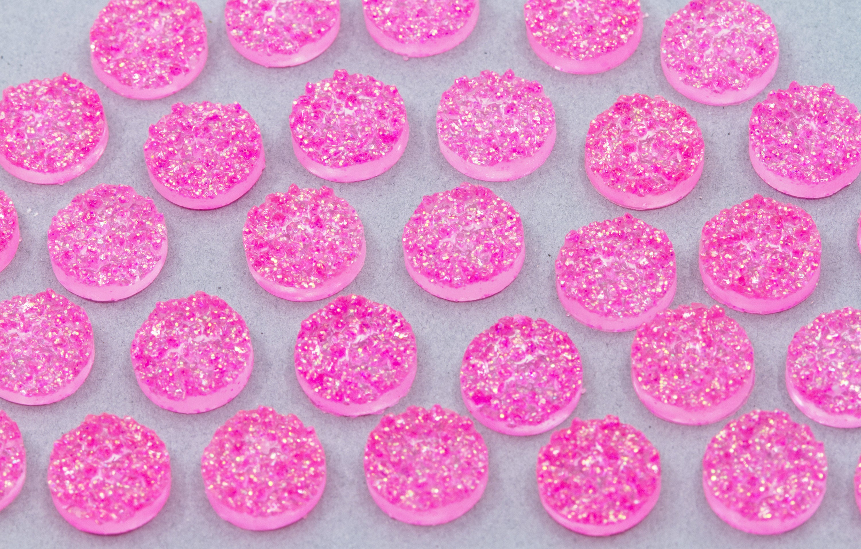 Bright Pink Glitter Crystal Faux Druzy 12mm Flatback Cabochons - Etsy